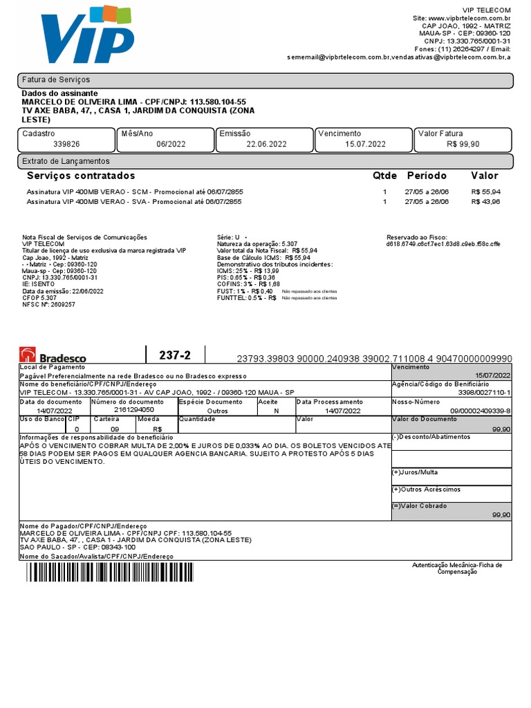 Fatura VIP | PDF