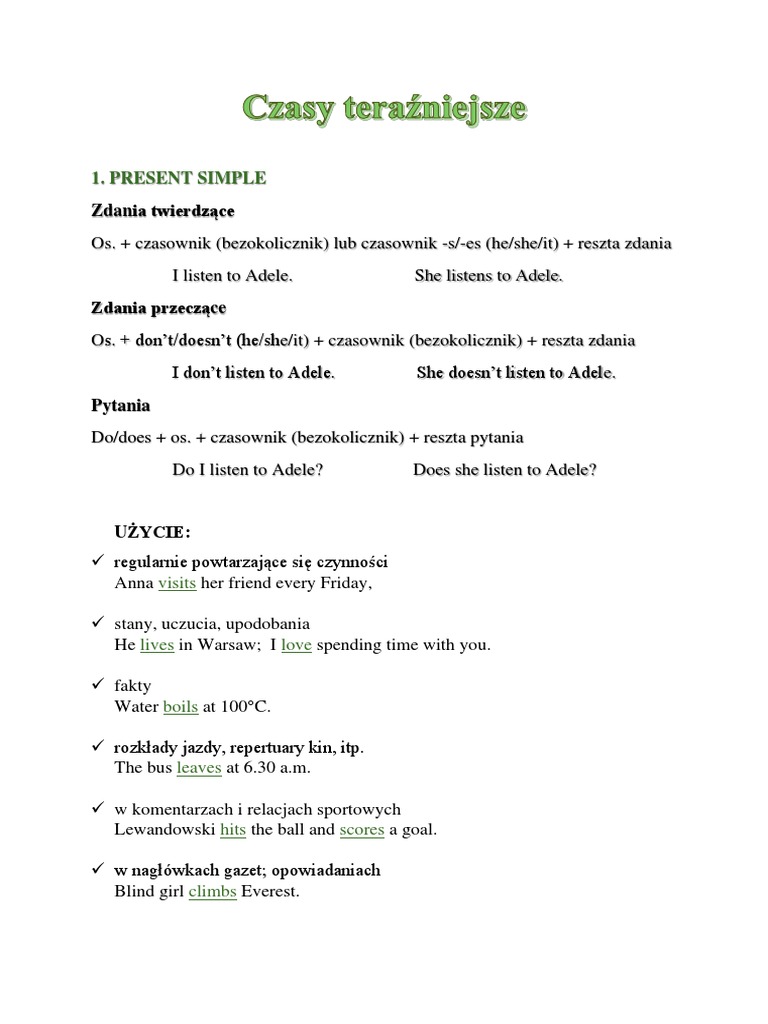 Czasy Terazniejsze | PDF