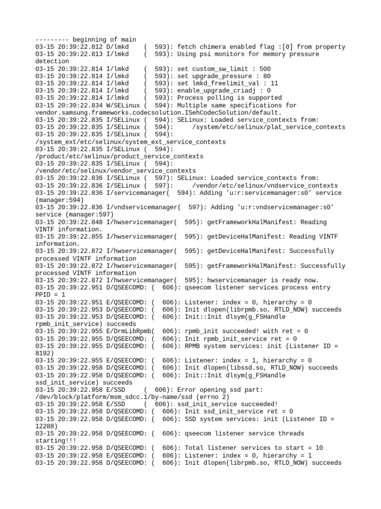 QSEECom Service Initialization Log | PDF | Proprietary Software ...