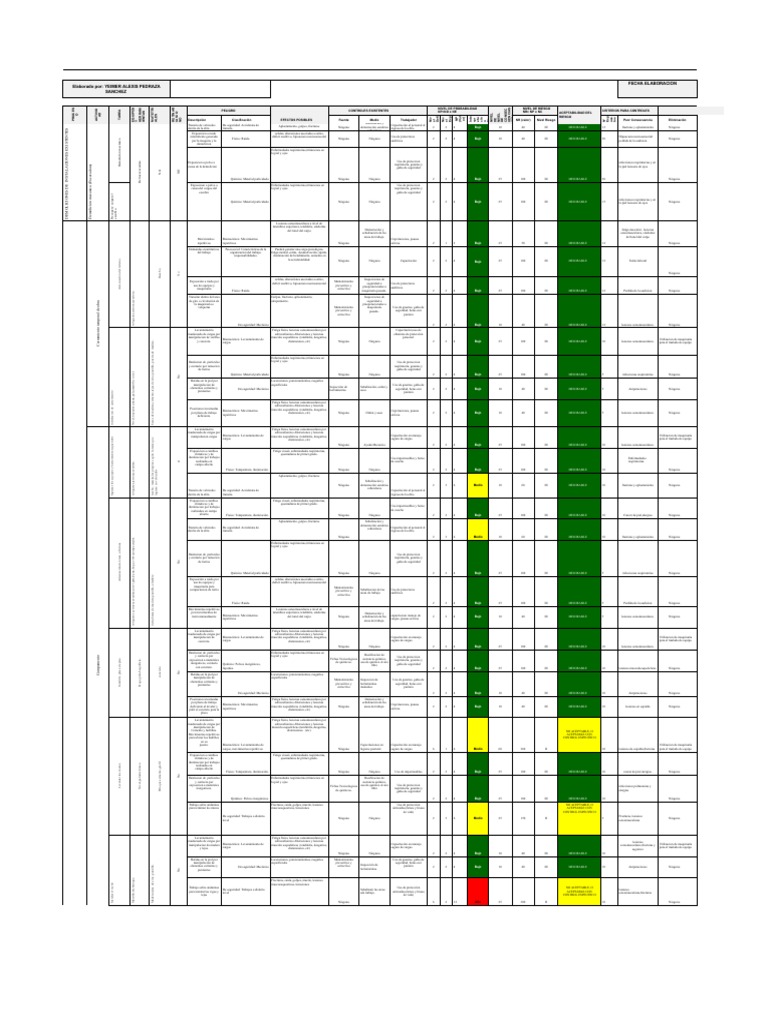 Matriz para La Identificacion de Peligros, Valoracion de Riesgo ...