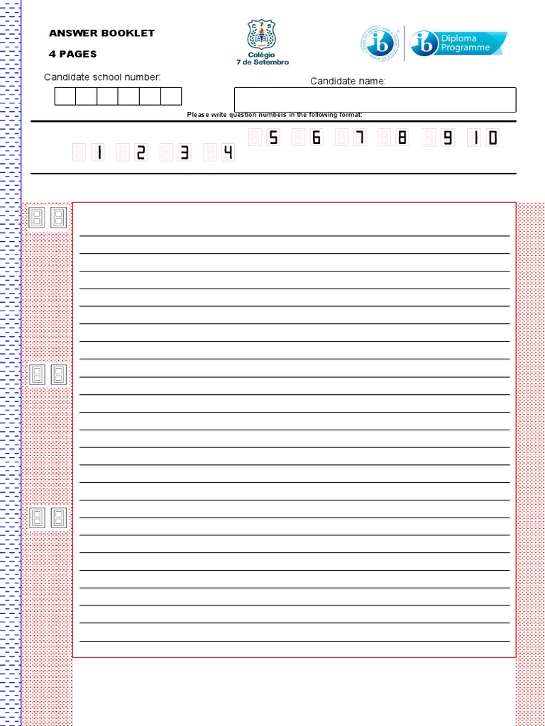 Ib C7S Sample Answer Booklet | PDF