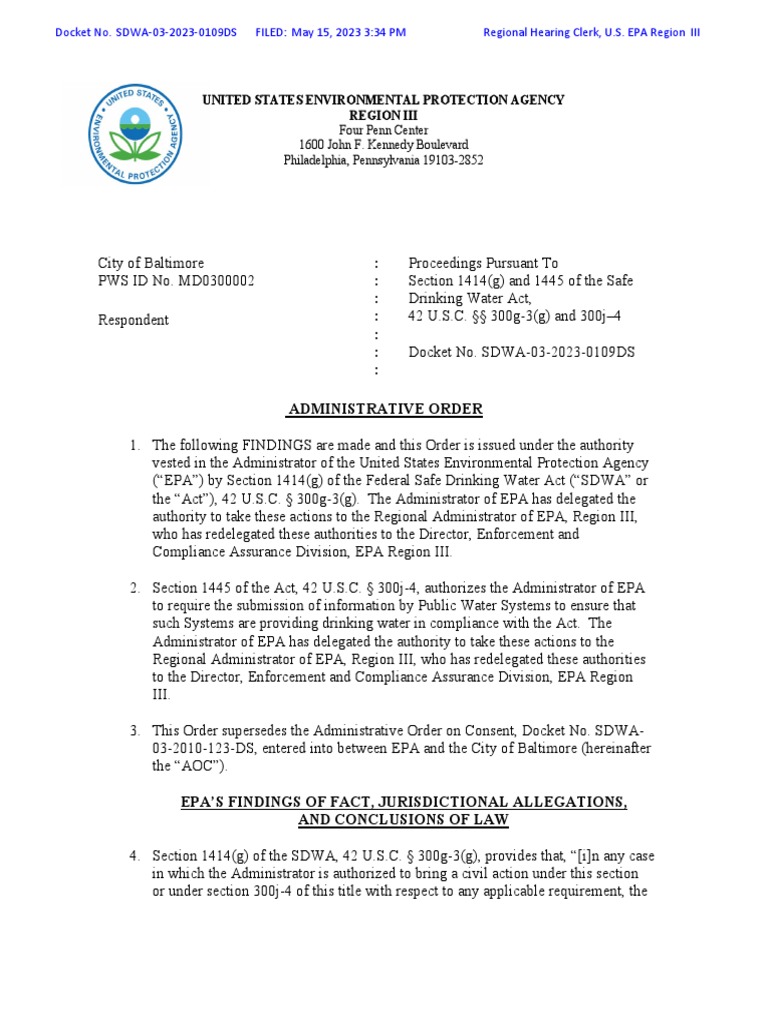 City of Baltimore EPA Letter | PDF