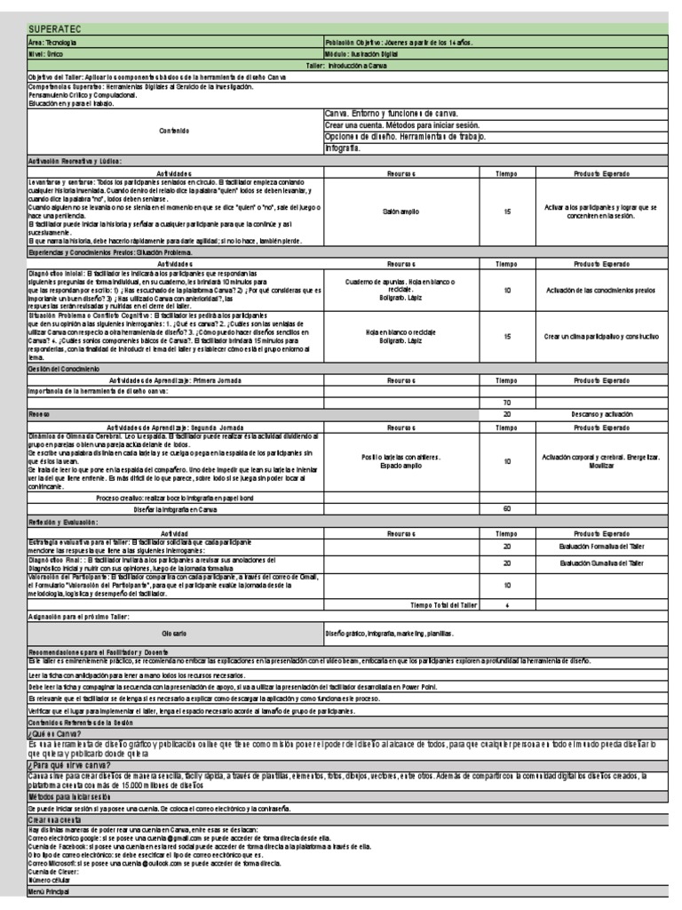 Formato Ficha Didáctica Taller - XLSX - Ficha Del Taller | PDF | Diseño | Facebook