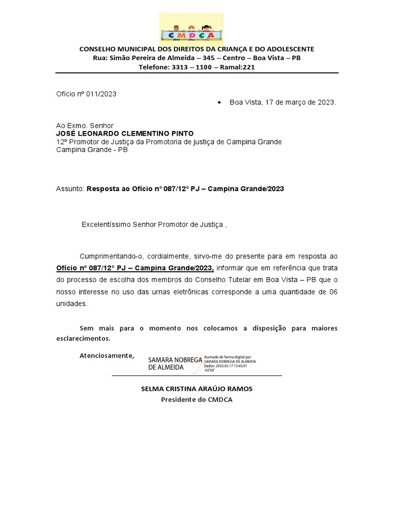 Ofício CMDCA 011 | PDF