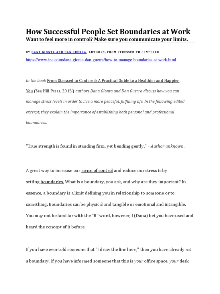 How Successful People Set Boundaries at Work | PDF | Feeling | Family