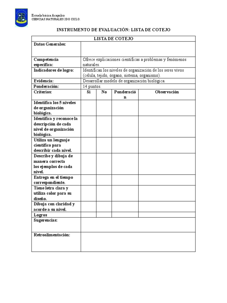 Instrumento de Evaluación | PDF