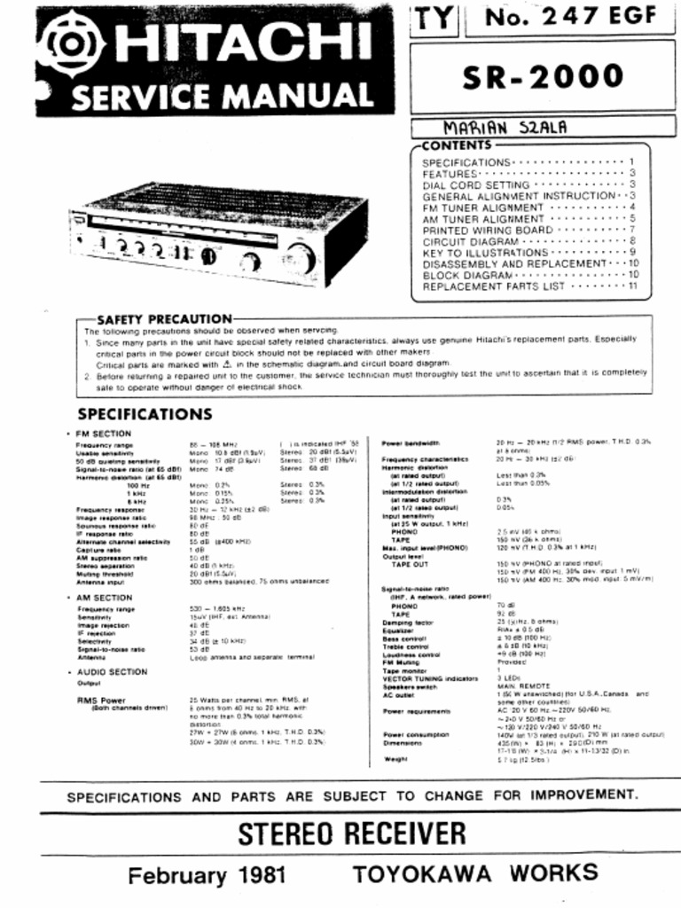 Hitachi-SR-2000-Service-Manual | PDF