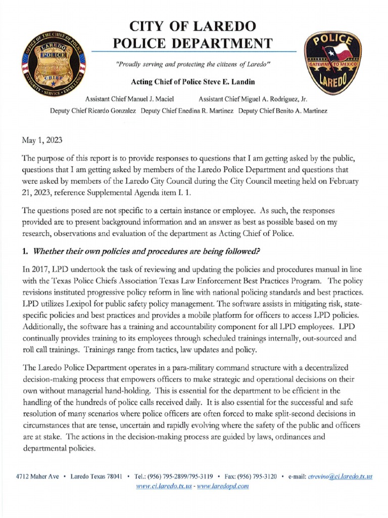 Laredo Police Department Investigation Report | PDF