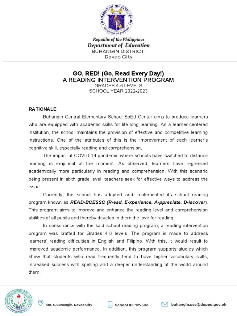 Go Read Reading Program Final | PDF | Reading Comprehension | Learning