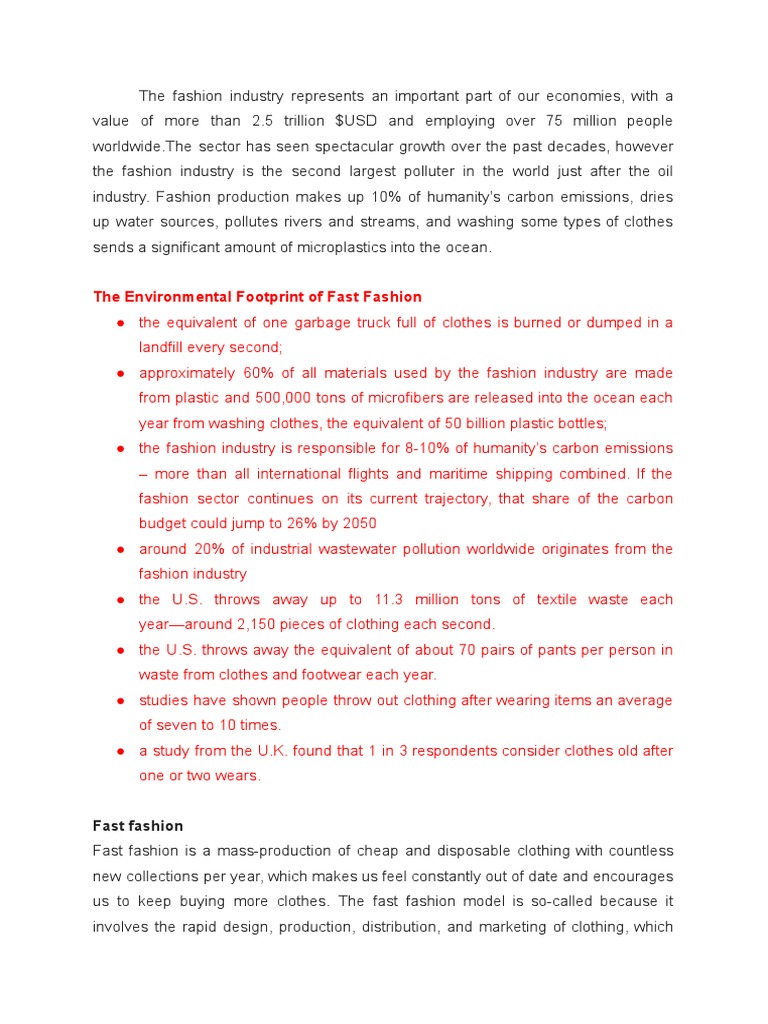 The Impact of The Fashion Industry in The Environment | PDF | Cotton ...