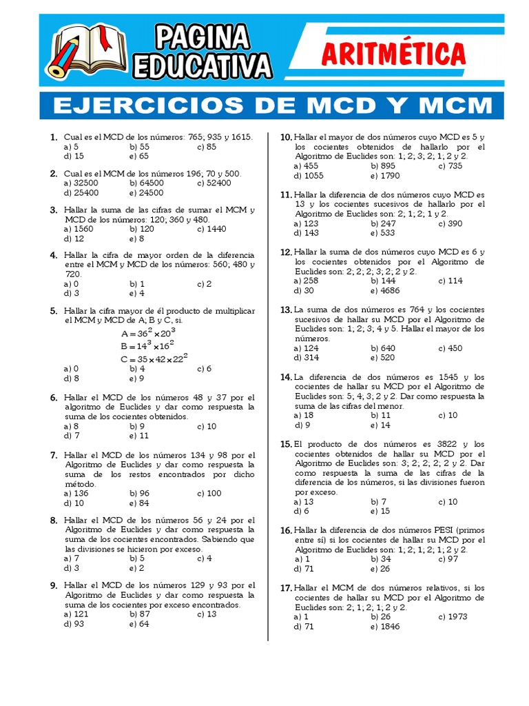 MCD y MCM | PDF | Teoría de los números | Matemáticas