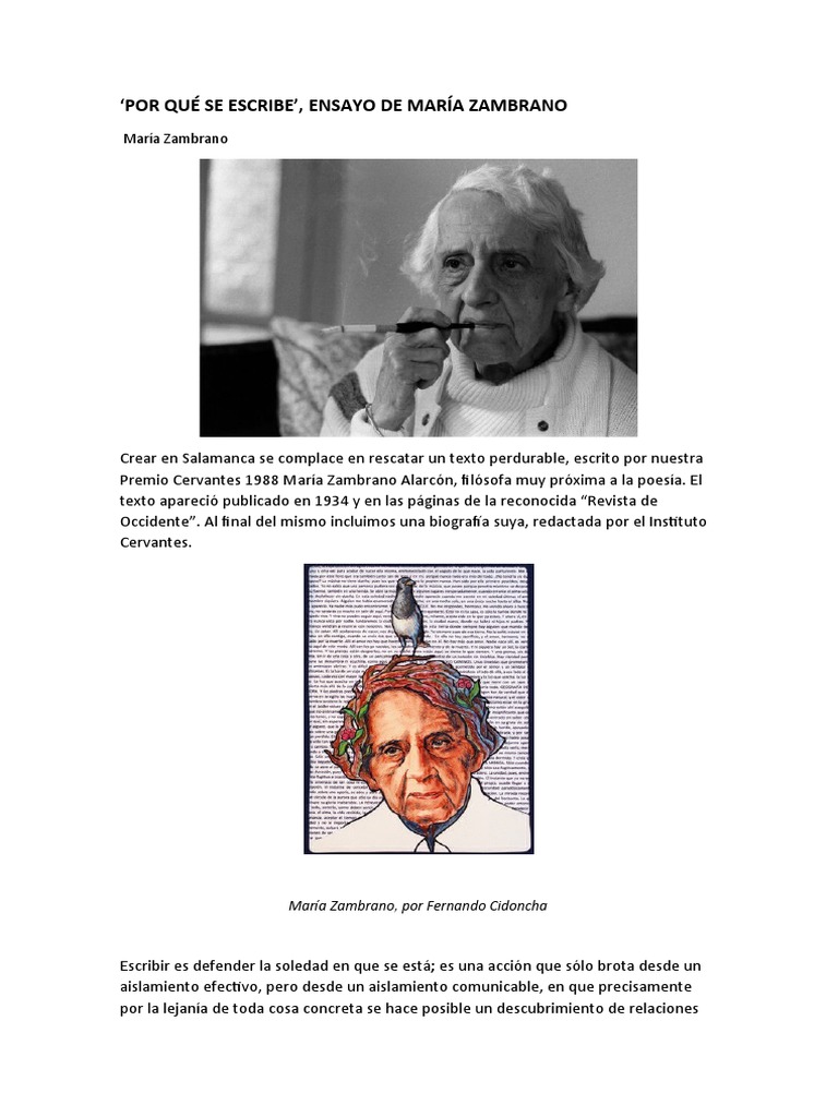 POR QUÉ SE ESCRIBE - Ensayo de María Sambrano | PDF