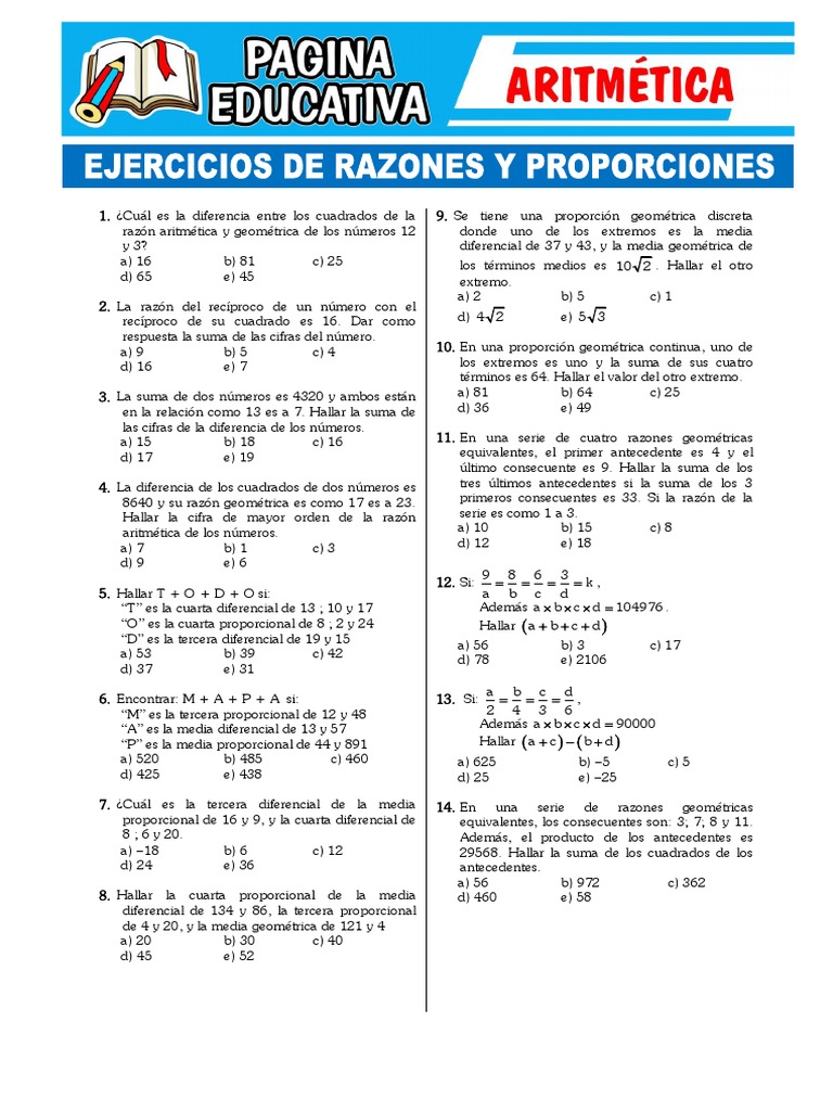 Ejercicios de Razones y Proporciones | PDF
