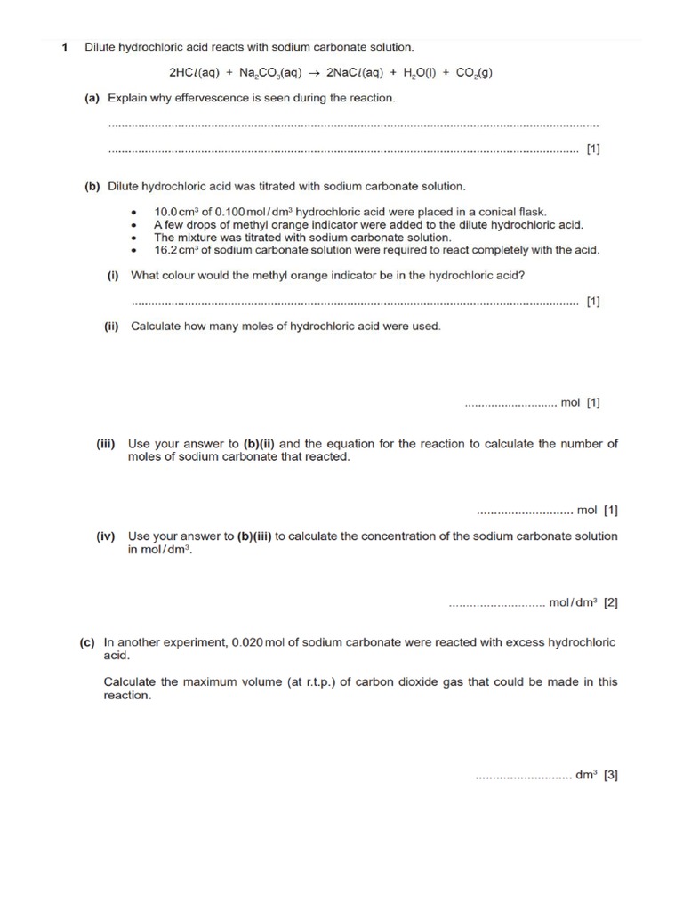Stoichiometry test | PDF