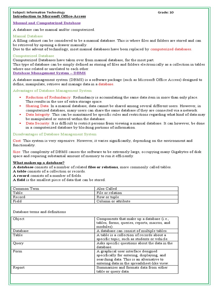 Introduction To Database | PDF | Databases | Table (Database)