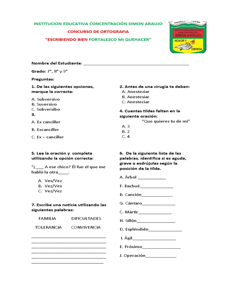 Concurso de Ortografia | PDF