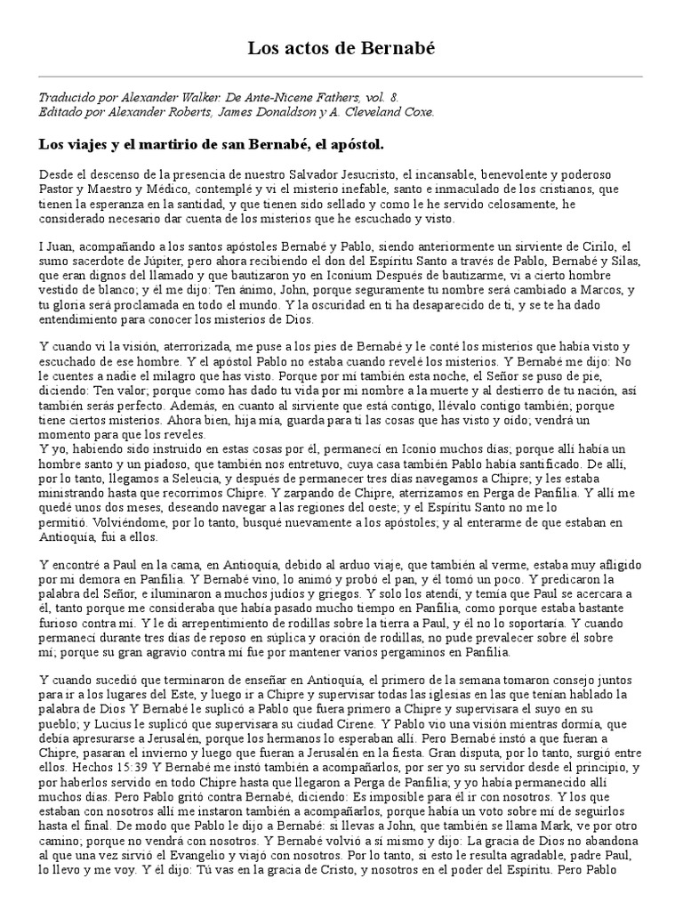Los Actos de Bernabé | PDF | Bernabé | Pablo el apóstol