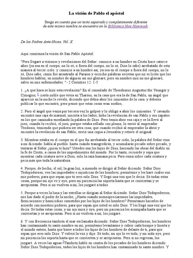 La Visión de San Pablo Apóstol | PDF | Pecado | Cristo (título)