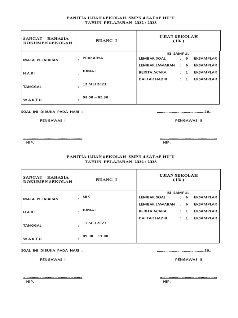 SAMPUL AMPLOP NASKAH SOAL UJIAN - WWW - Kherysuryawan.id | PDF