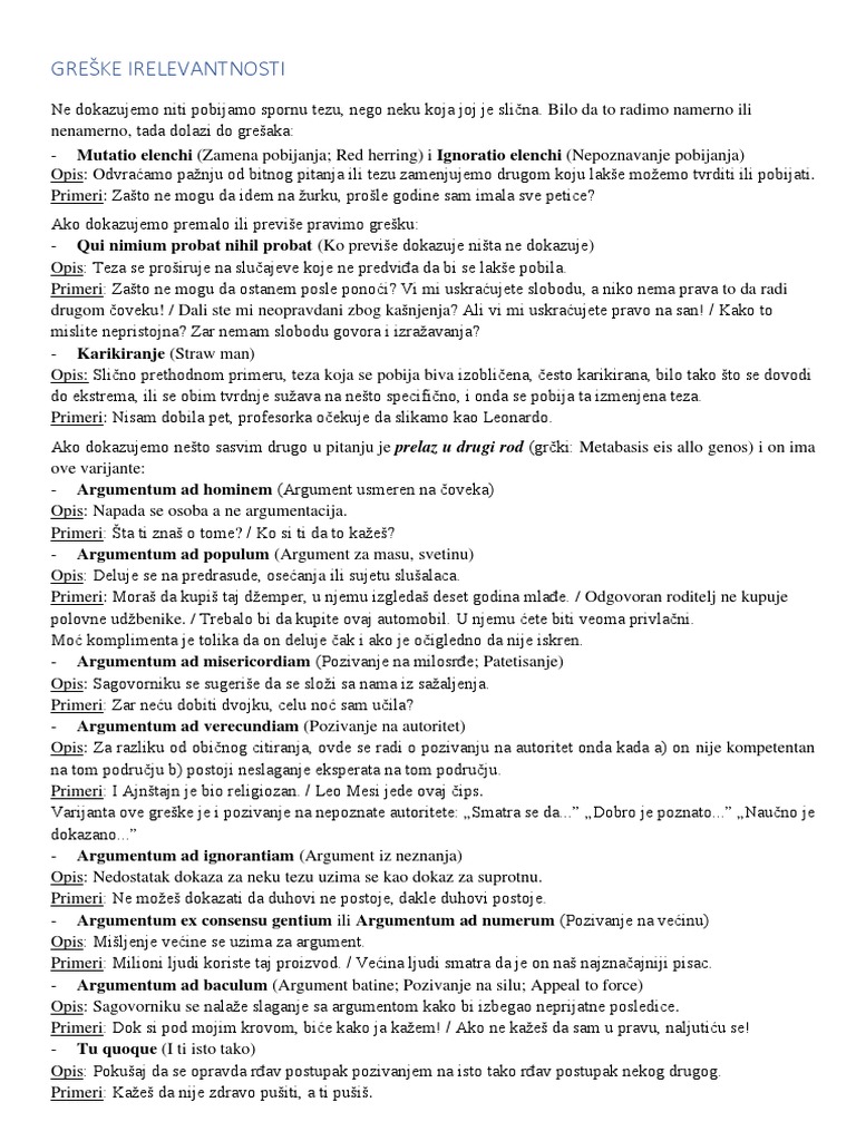 Greske Dokaza I Zakljucka | PDF