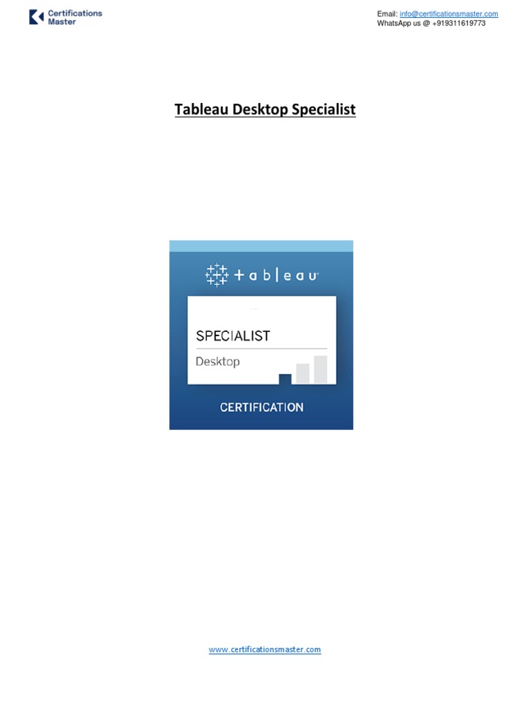 Tableau Desktop Specialist Certification Guide | PDF | Microsoft Excel ...