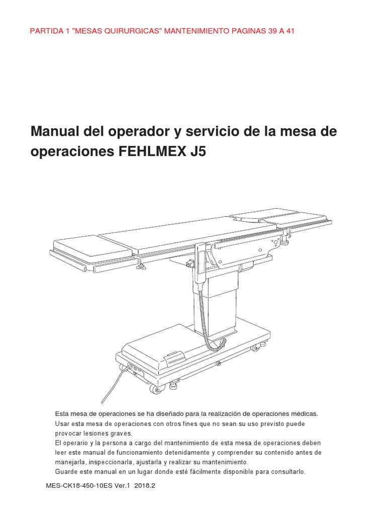 Manual Mesa QX Fehlmex J5 | PDF | Cirugía | Control remoto