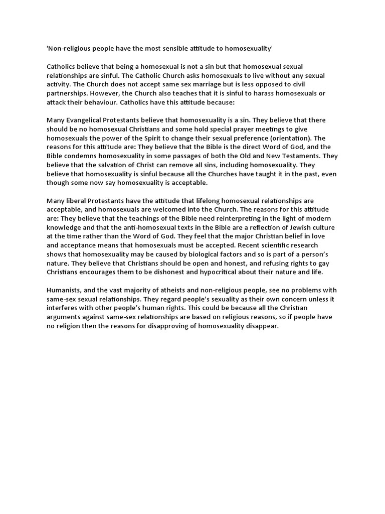 Non-Religious People Have The Most Sensible Attitude To Homosexuality | PDF Non-Religious People Have The Most Sensible Attitude To Homosexuality | PDF