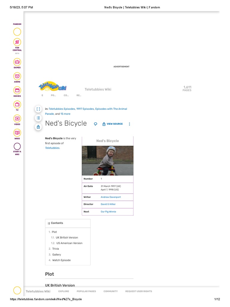 Ned's Bicycle - Teletubbies Wiki - Fandom | PDF