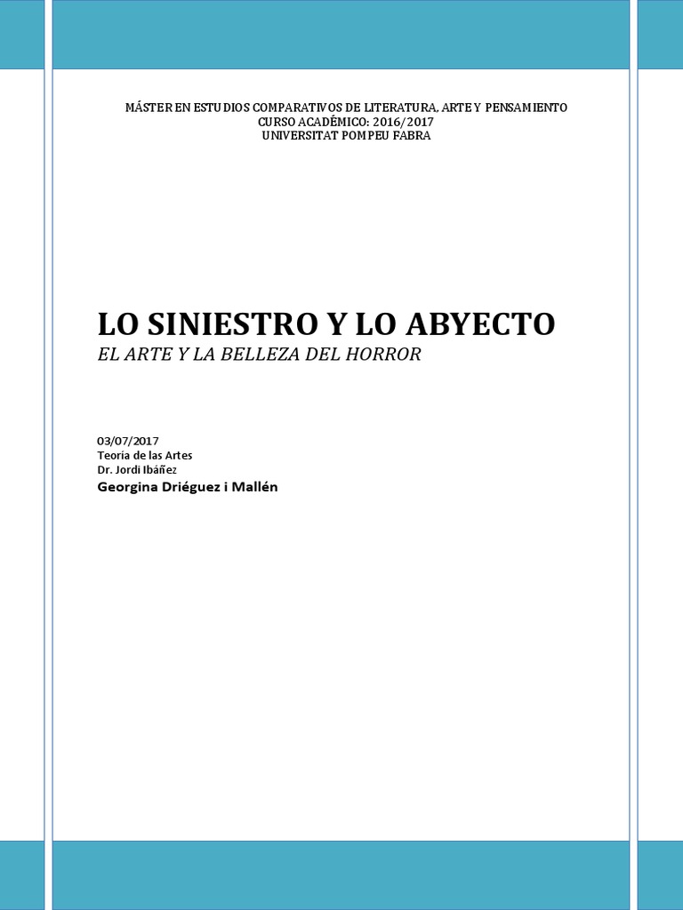 Lo Siniestro y Lo Abyecto El Arte y La B | PDF | Estética | Arte de ...
