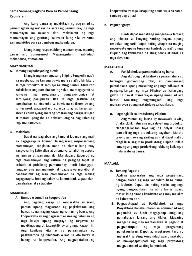9-Module 2-Sama Samang Pagkilos para Sa Pambansang Kaunlaran | PDF