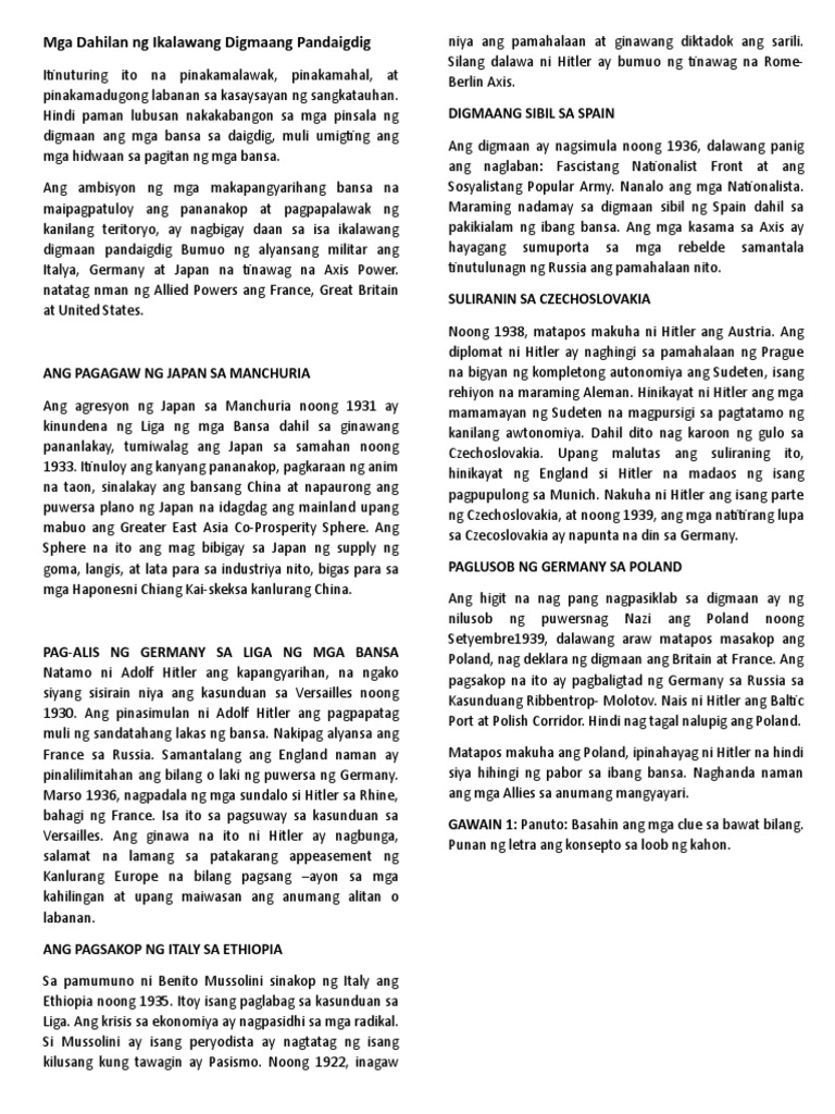 8-Module 4-Mga Dahilan NG Ikalawang Digmaang Pandaigdig | PDF