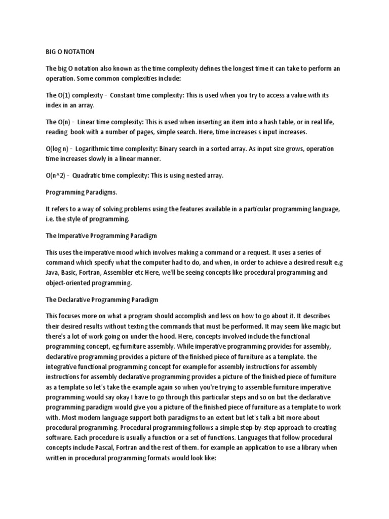 Big O Notation Programming Paradigms Pdf Object Oriented Programming Computer Programming 6921