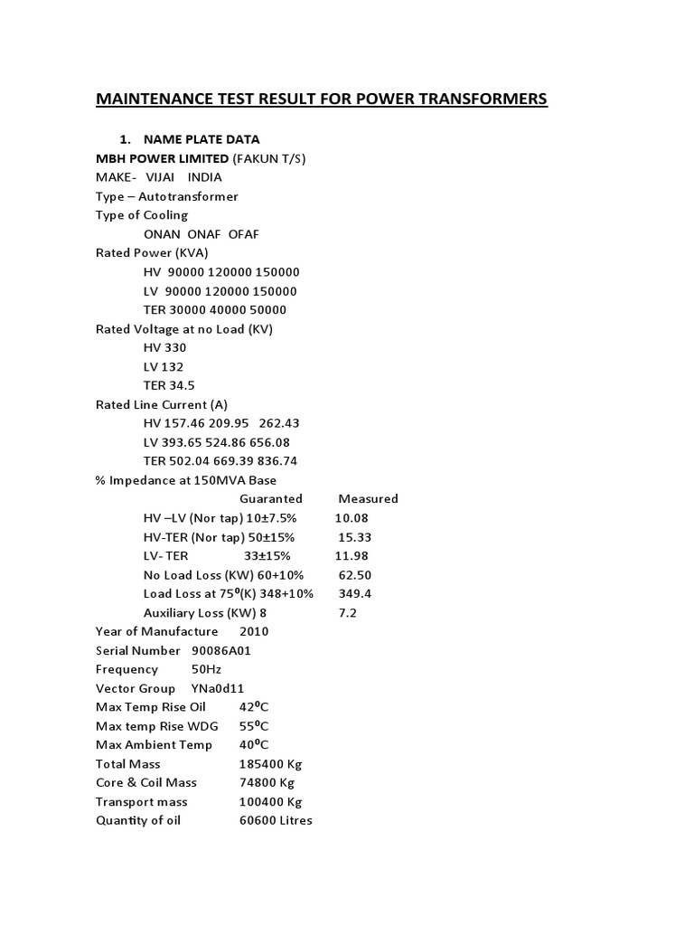 POWER TRANSFORMERS REPORT | PDF