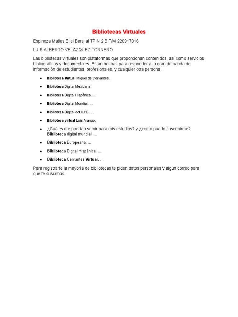 Bibliotecas Virtuales | PDF