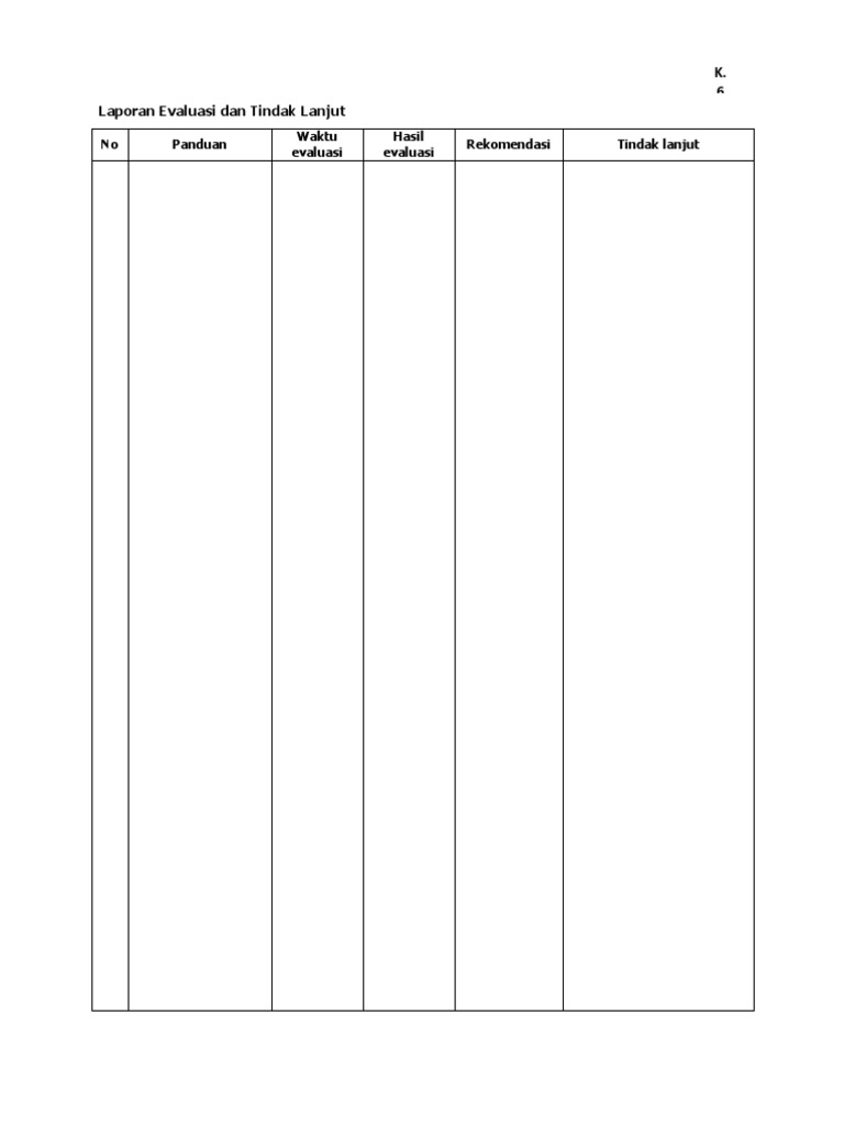 Form Laporan Evaluasi Dan Tindak Lanjut | PDF Form Laporan Evaluasi Dan Tindak Lanjut | PDF