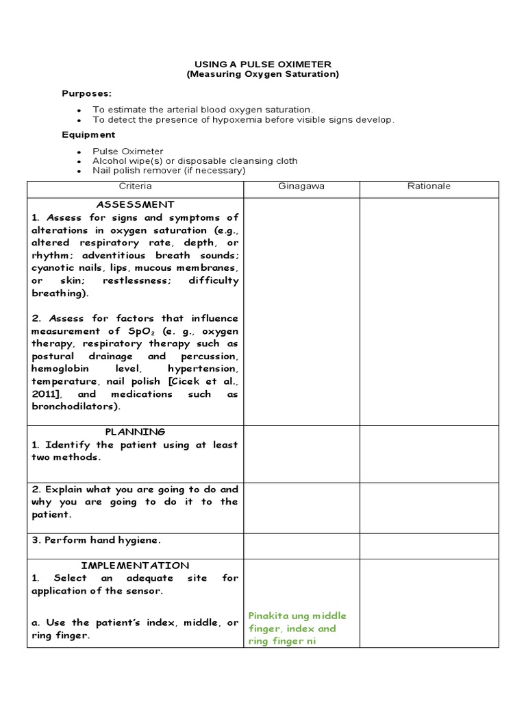 USING A PULSE OXIMETER PRD Script | PDF