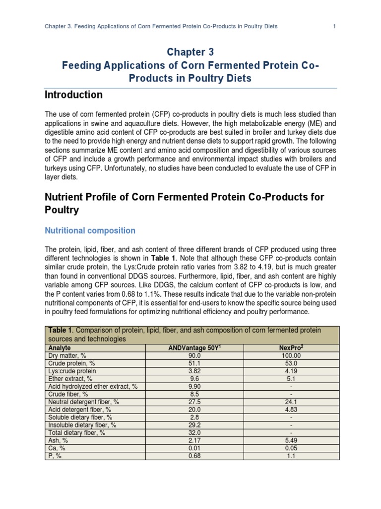 Corn Fermented Protein in Poultry Diets | PDF