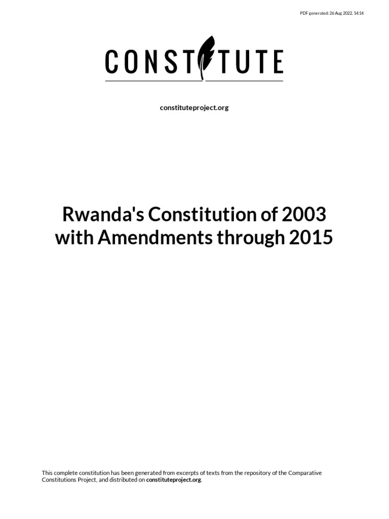 Rwanda Constitution Overview | PDF