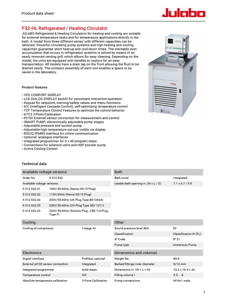 F32-HL Refrigerated Heating Circulator | PDF | Pump | Viscosity
