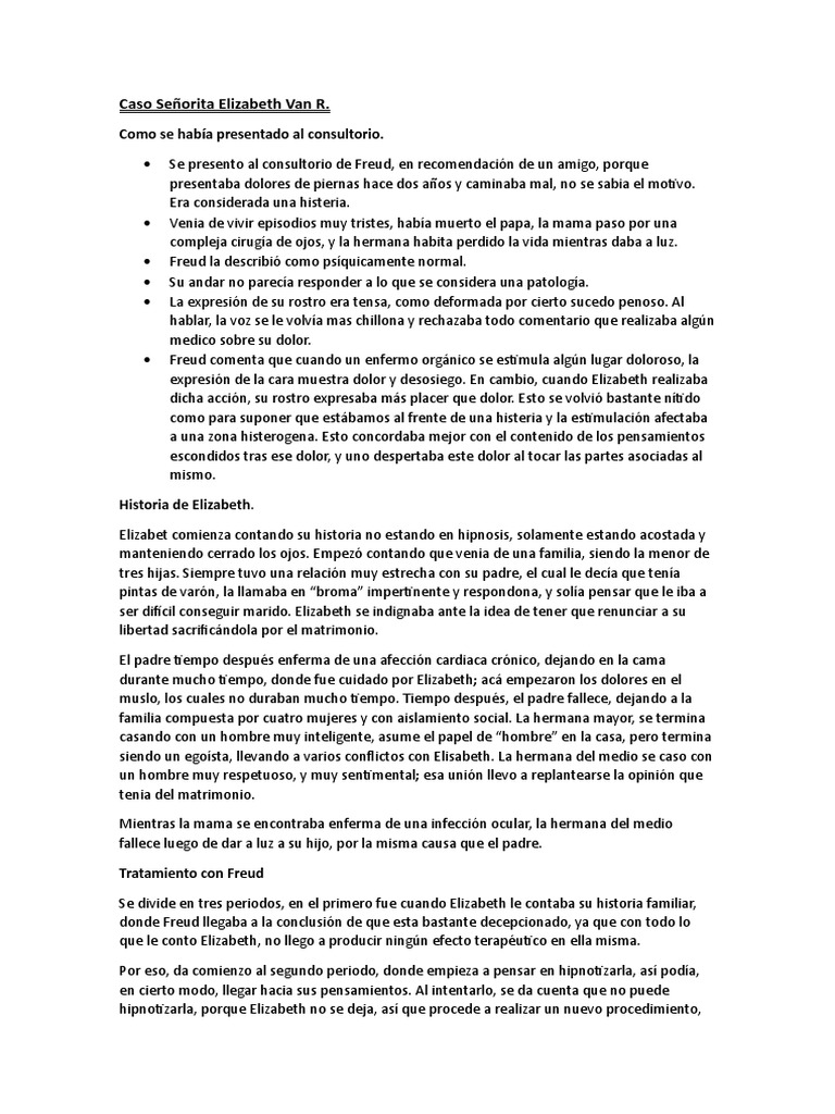 Histeria y Amor en Elizabeth Van R. | PDF | Sigmund Freud | Mente