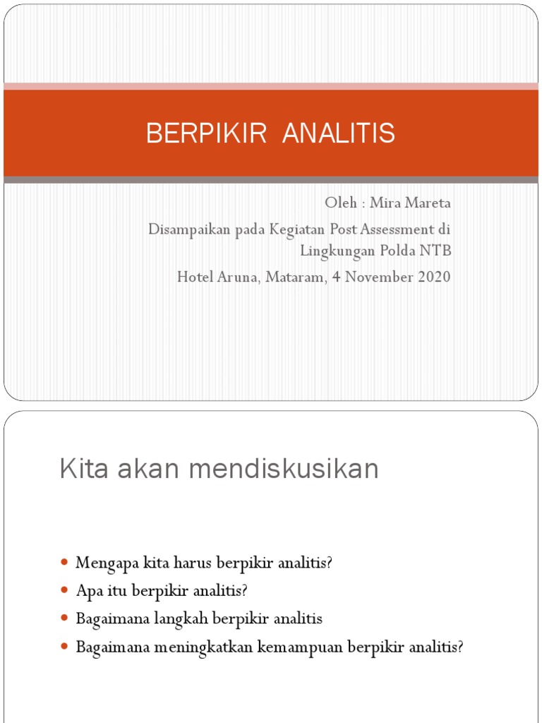 Berpikir Analitis - Mira - Kapolda | PDF | Karier & Perkembangan