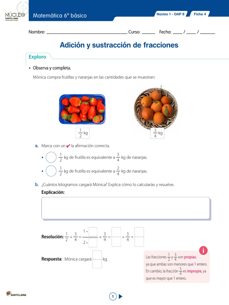 Adición y Sustracción de Fracciones | PDF | Matemáticas