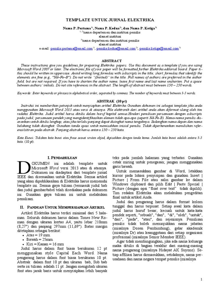 Templete Jurnal Elektrika | PDF