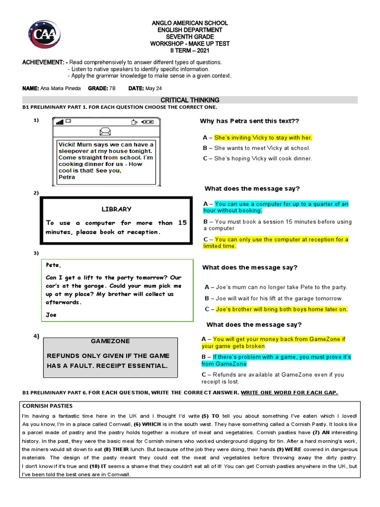 Workshop - Make Up Test Ii Term | PDF