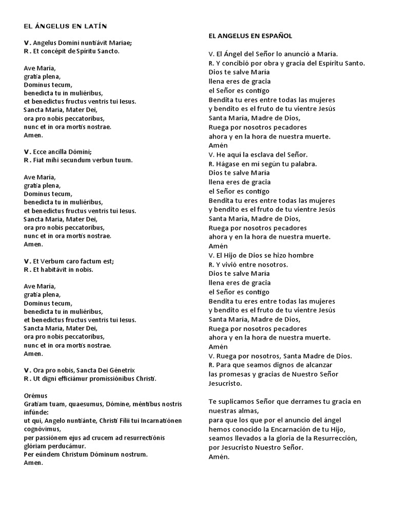 El Ángelus en Latín | PDF | Familia de jesus | Iglesia Católica