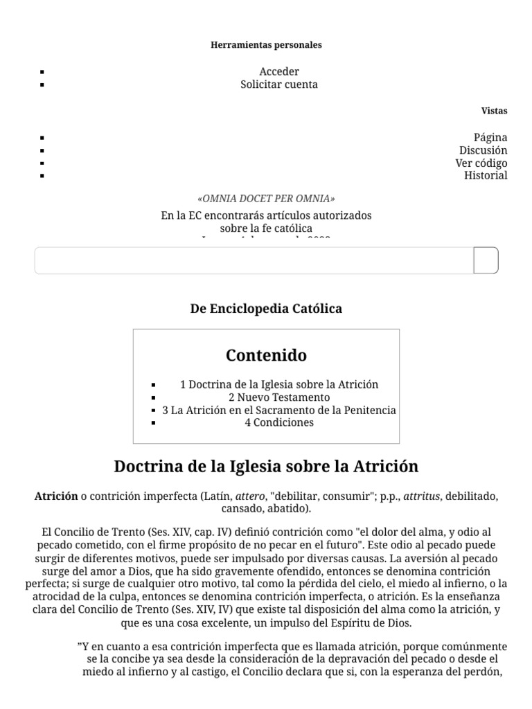 Atrición - Enciclopedia Católica | PDF