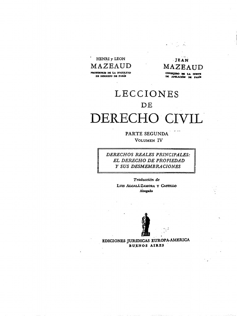 Mazeaud - Lecciones de Derecho Civil Parte II - Vol. IV Derechos Reales ...