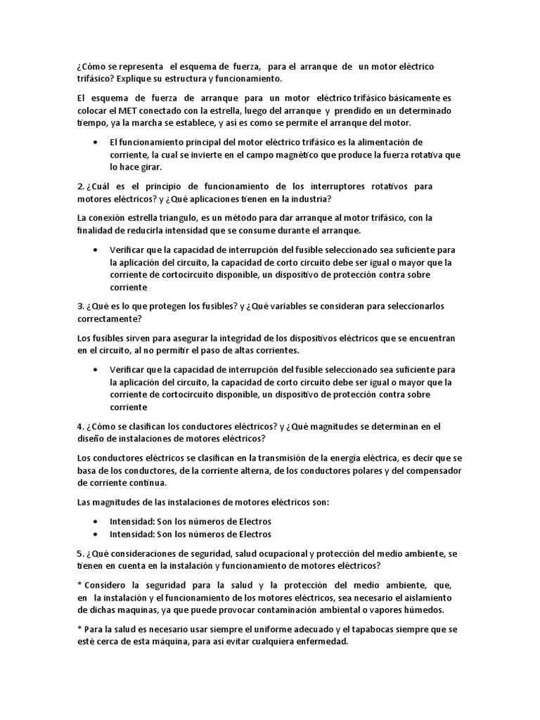 Respuestas Preguntas Guía - Electrotecnia Industrial | PDF | Corriente eléctrica | Motor eléctrico