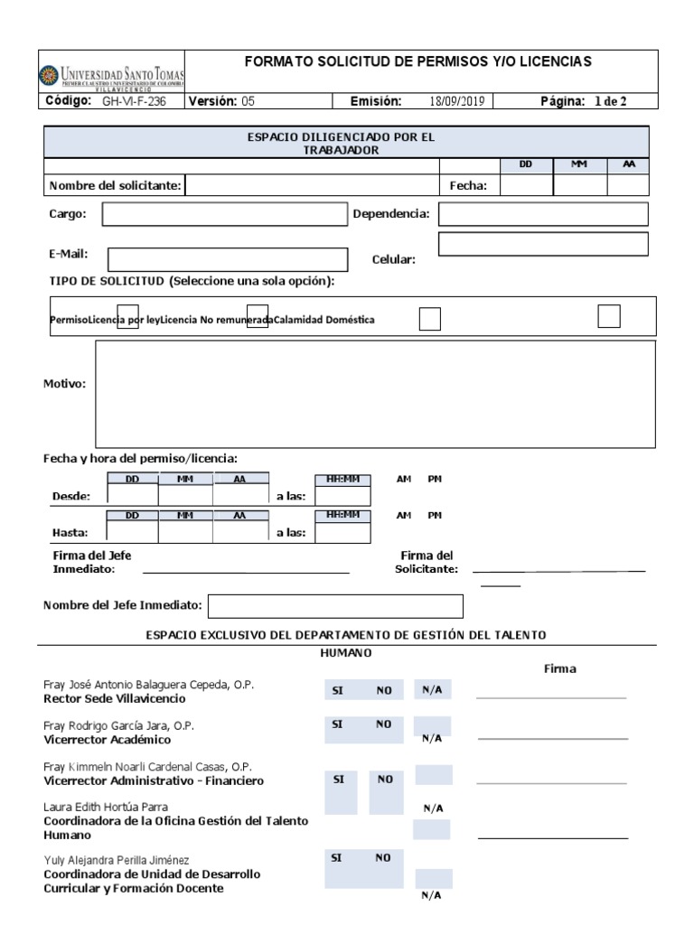 Formato de Permiso Actualizado. | PDF