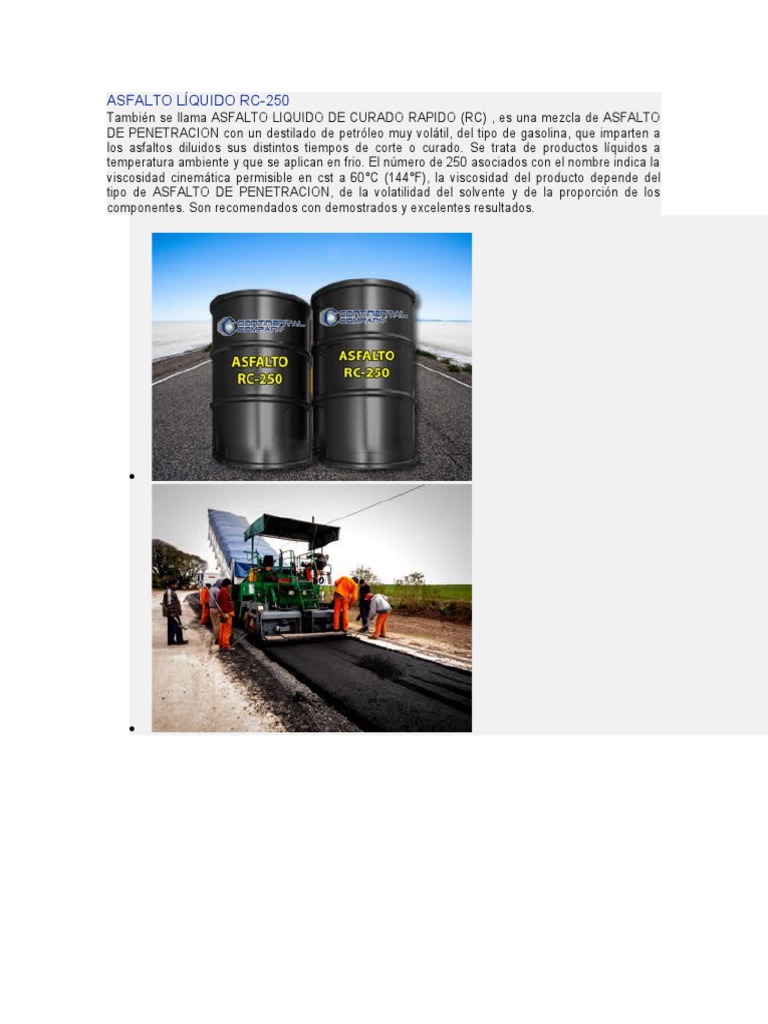 Asfalto Líquido Rc-250 | PDF